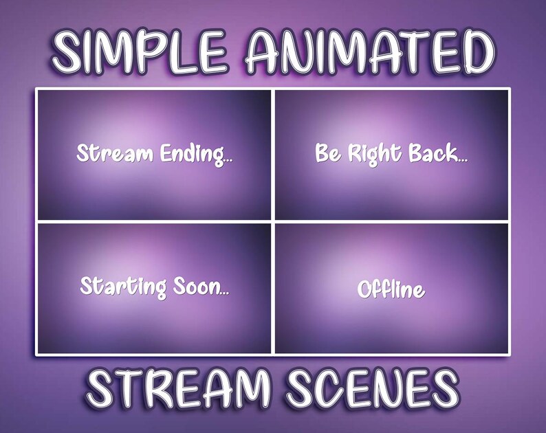 Simple Purple Animated Stream Screen (starting Soon, Be Right Back ...
