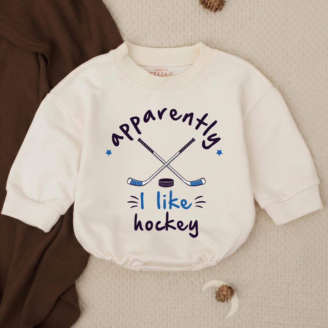 I Like Hockey Baby Romper Sweatshirt, Hockey Baby Bodysuit, Father's ...