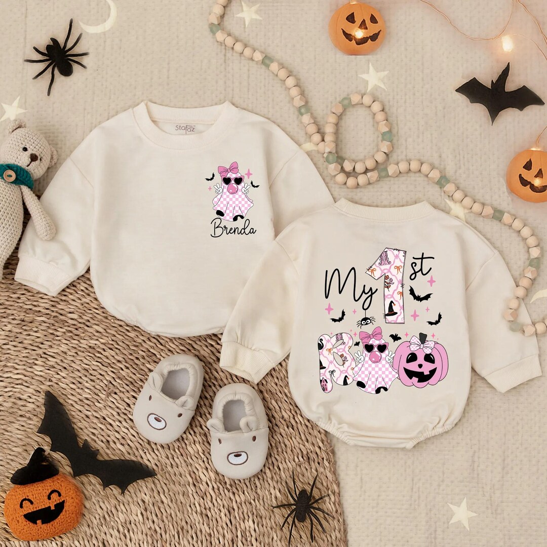 Customized My 1st Boo Baby Bubble Sweatshirt Romper, Halloween Clothes ...
