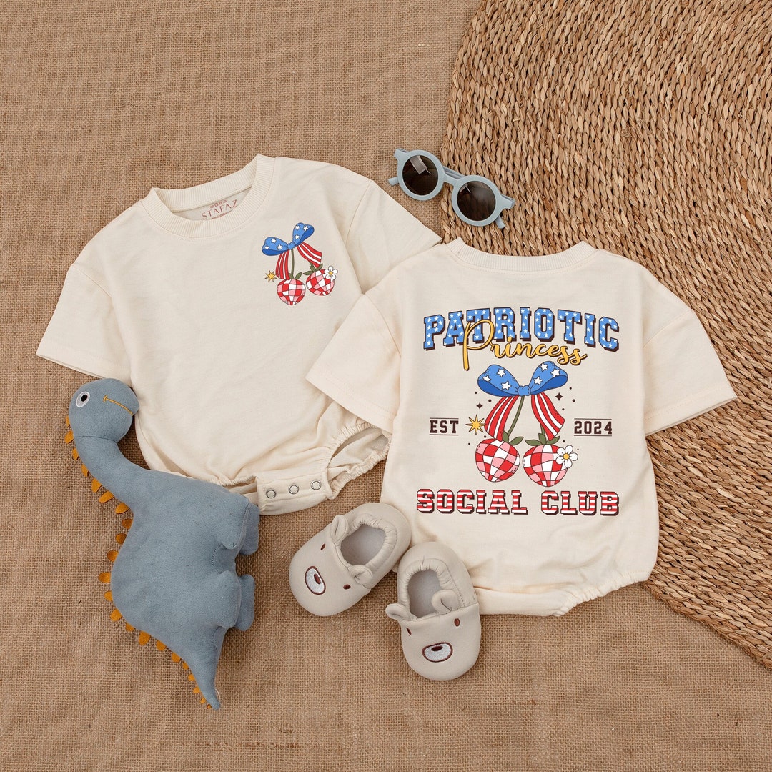 Patriotic Baby Girl Bubble Romper- Retro 4th of July Baby Girl Clothes ...