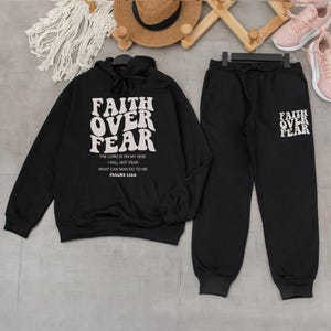 Faith Over Fear Christian Hoodie Bible Verse, Aesthetic Christian ...
