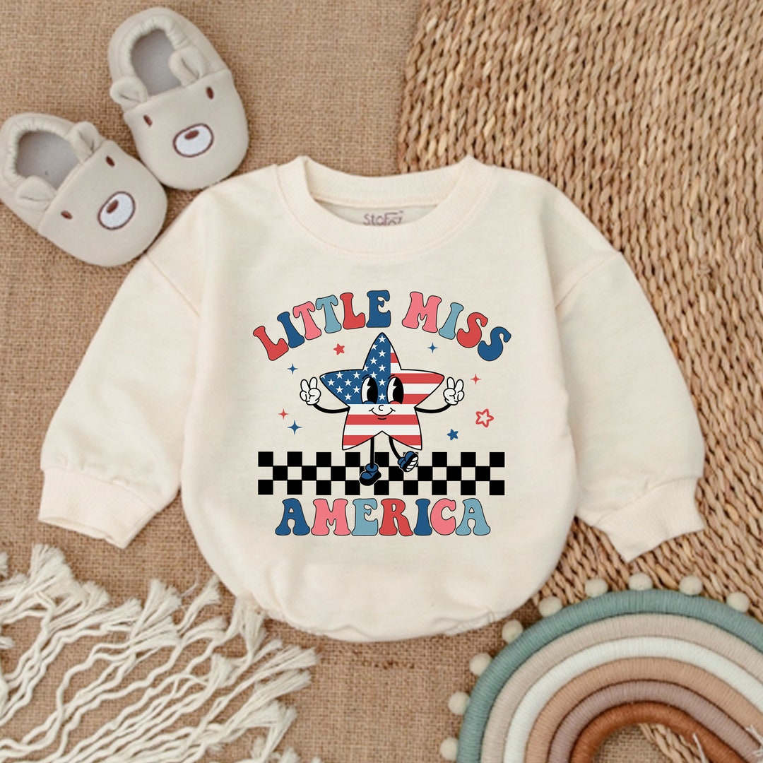 Little Miss American Baby Clothes Patriotic Baby Outfit July 4th Bubble ...