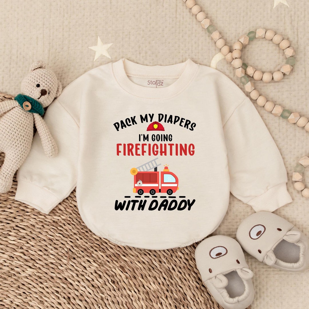Firefighter Baby Bubble Romper, Fire Department Romper,pack My Diapers ...
