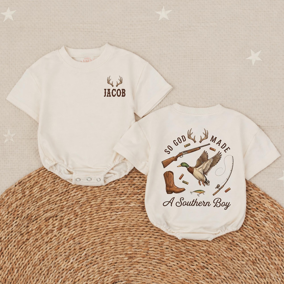 Personalized Southern Boy Bubble Romper for Son, Custom Name Hunting ...