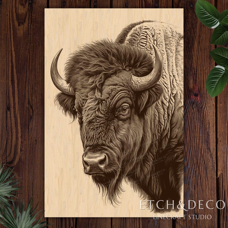 Bison Laser Engraving PNG, Buffalo Laser Burn File for Wood, Digital ...