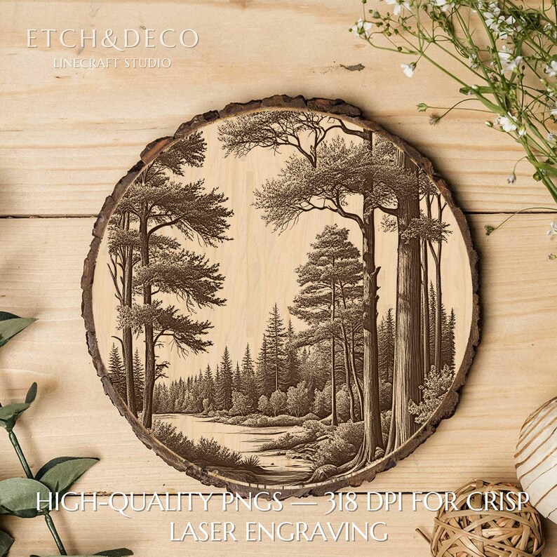 Forest Scene Laser Engraving PNG | Nature Landscape Digital Laser File ...