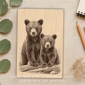 Grizzly Bear Cubs Laser Burn PNG, Laser Engraving PNG, Woodland ...