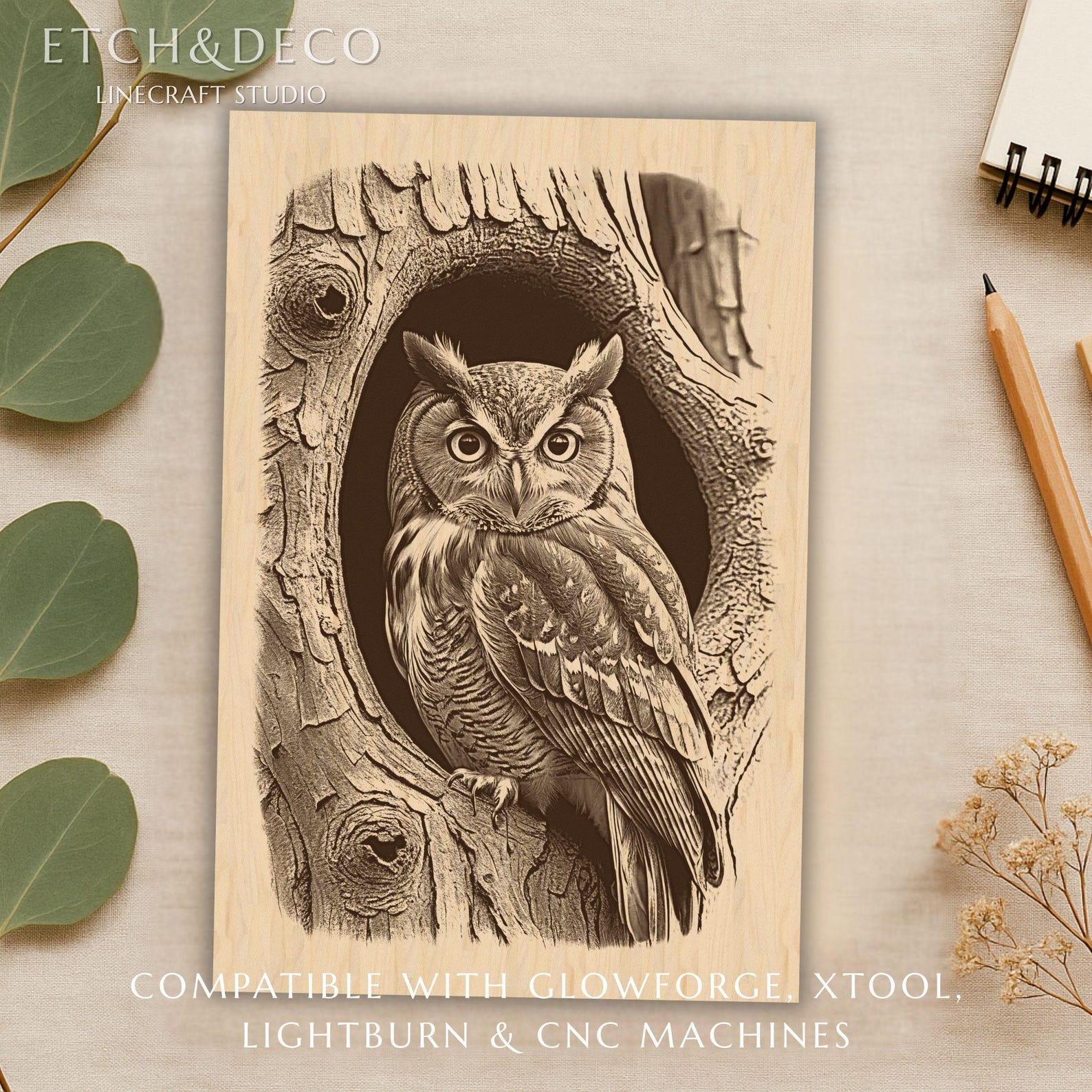 Great Horned Owl Laser Burn PNG, Etching Engraving File, Wildlife ...