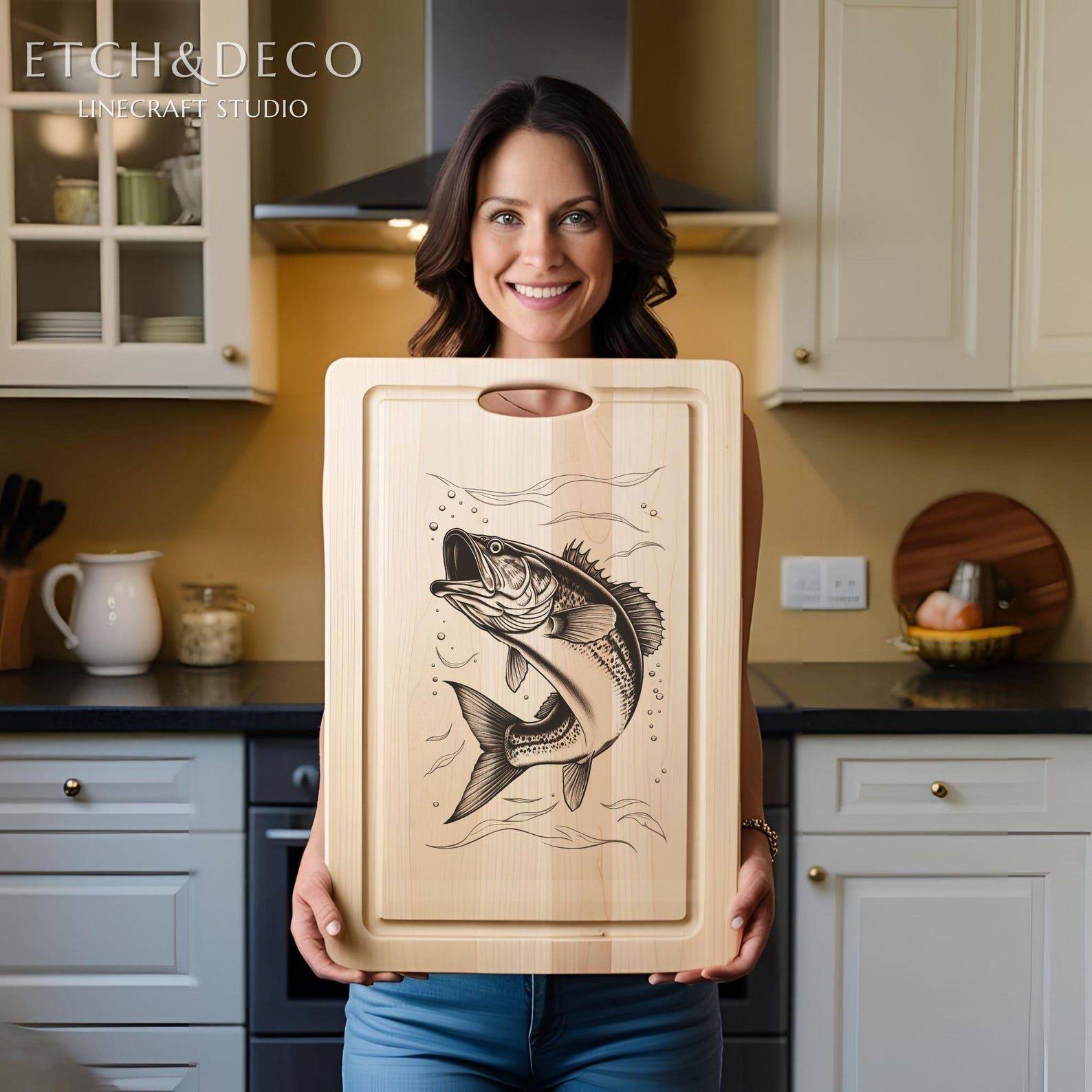 Bass Fish PNG Laser Engraving File, Fishing Gift Wood Laser Burn File ...