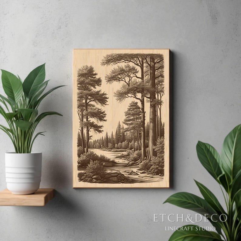 Forest Scene Laser Engraving PNG | Nature Landscape Digital Laser File ...