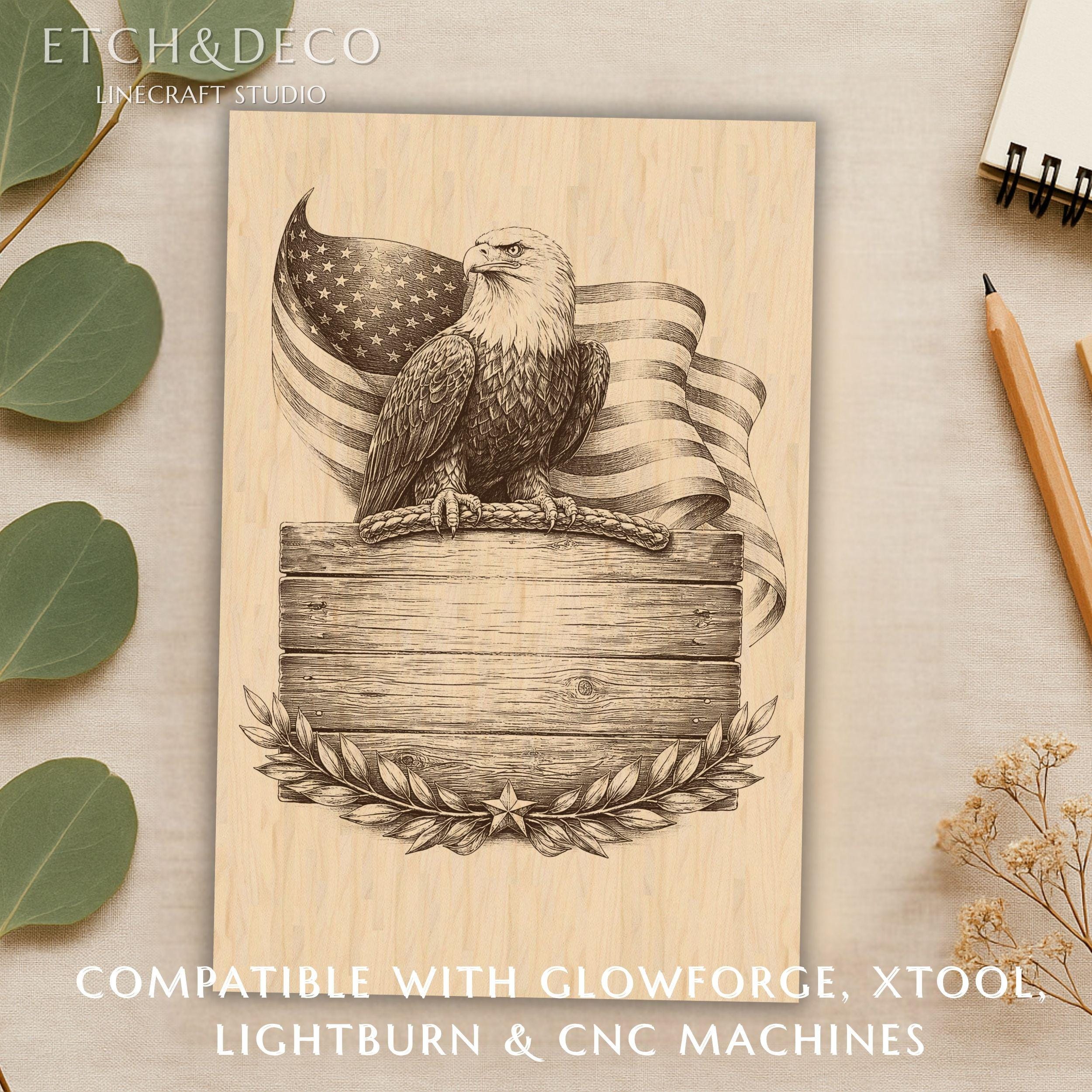 Bald Eagle PNG for Wood Engraving, Patriotic Eagle Laser Burn File, USA ...