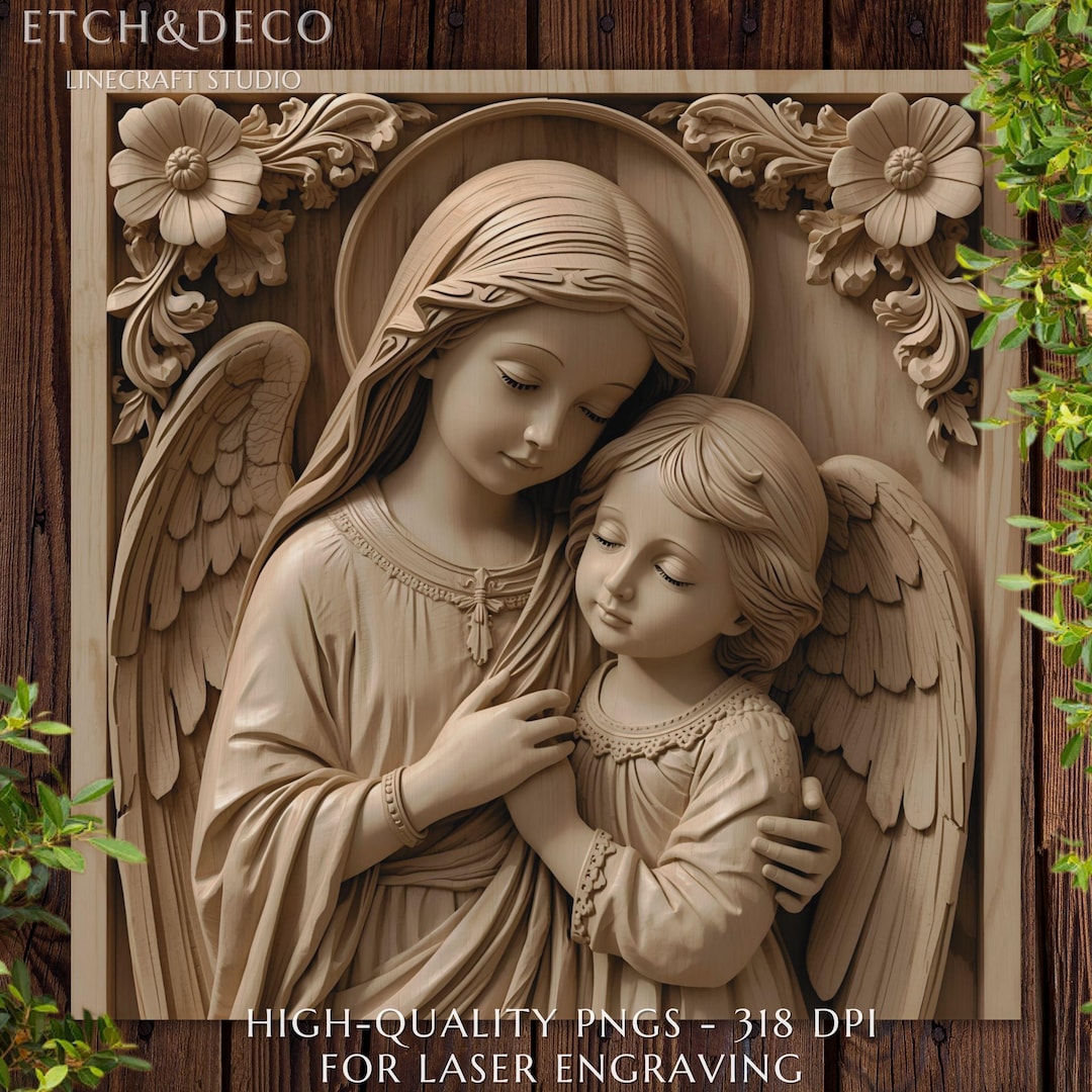 3D Illusion Guardian Angel File for Wood Laser Engraving PNG, Glowforge ...