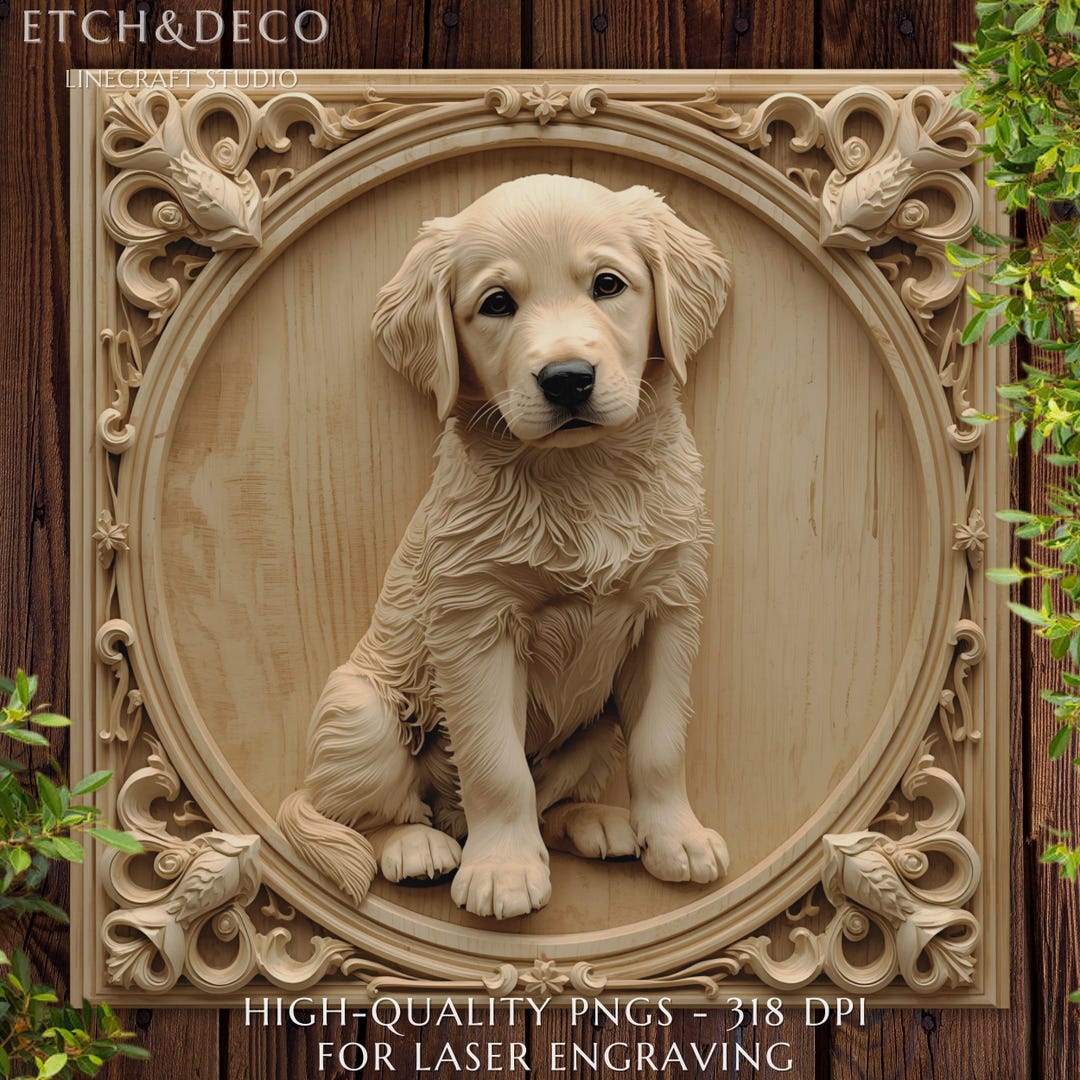 3D Illusion Labrador Retriever Puppy File for Wood Laser Engraving PNG ...