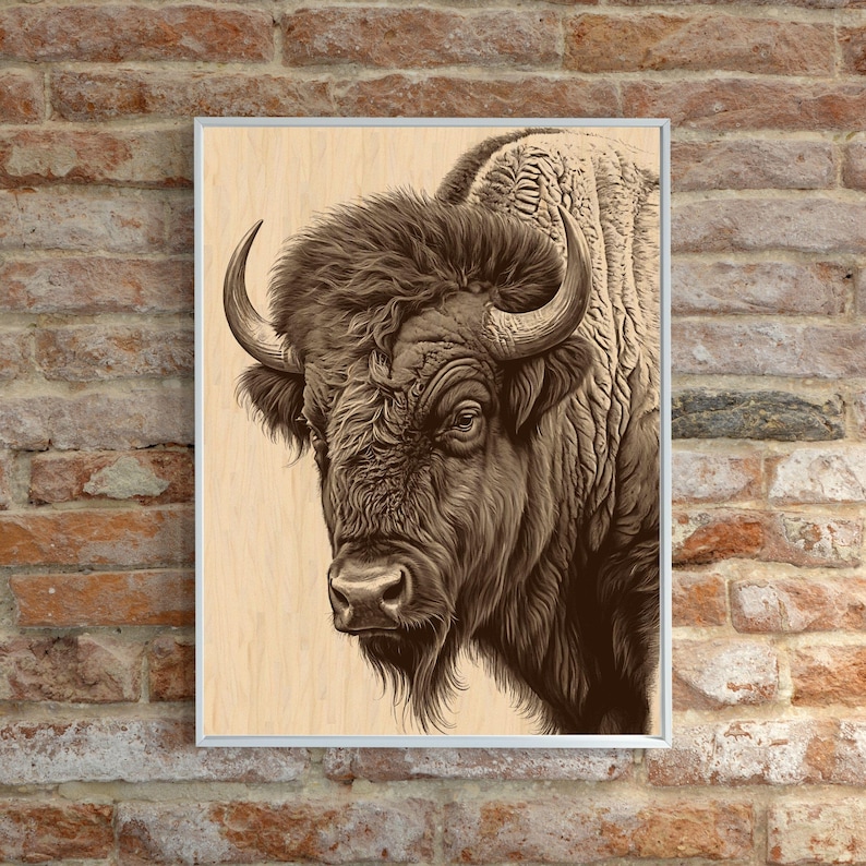 Bison Laser Engraving PNG, Buffalo Laser Burn File for Wood, Digital ...