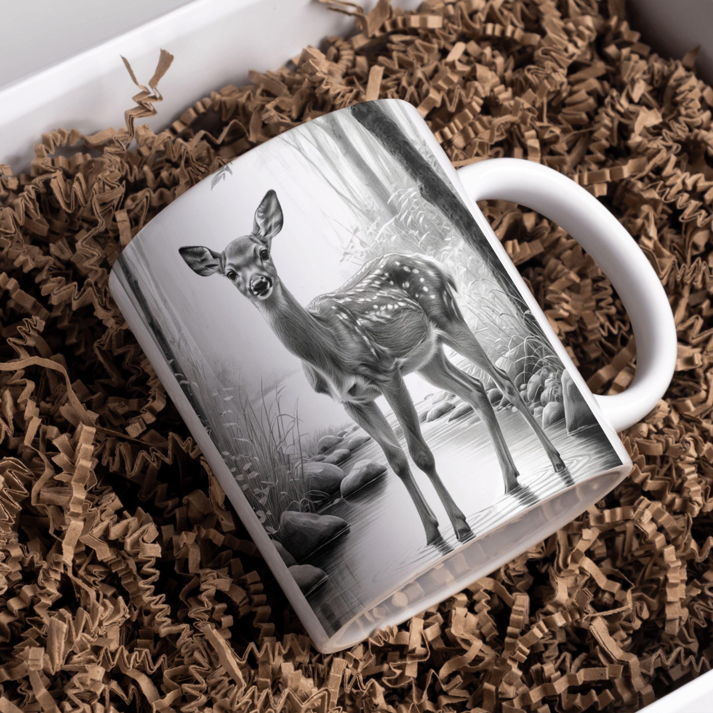 Fawn in Forest Stream PNG for Wood Engraving, Wildlife Laser Burn File ...