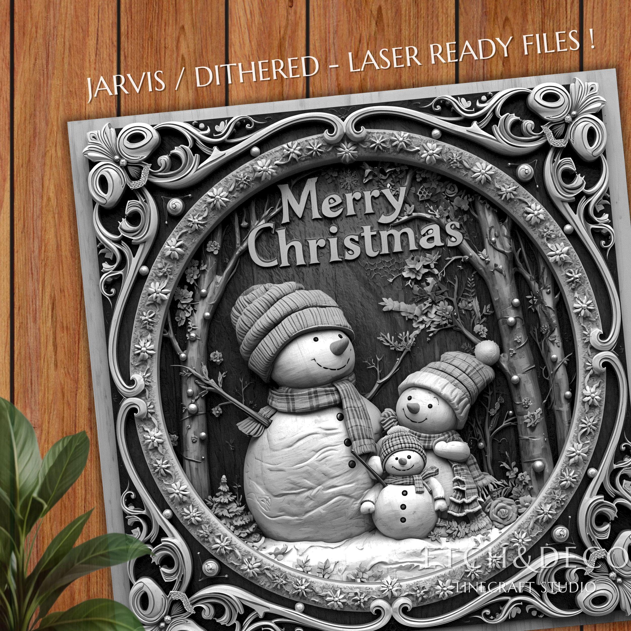 3D Illusion Christmas Snowman Family PNG File for Wood Laser Engraving ...