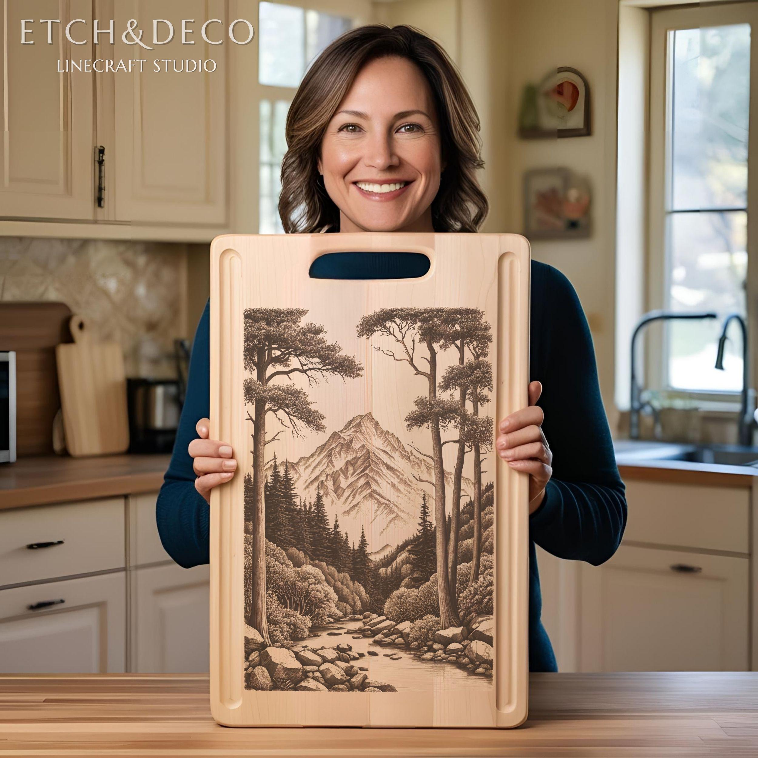 Mountain Forest Laser Burn PNG, Rustic Nature Scene Engraving File ...