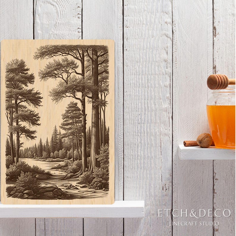 Forest Scene Laser Engraving PNG | Nature Landscape Digital Laser File ...