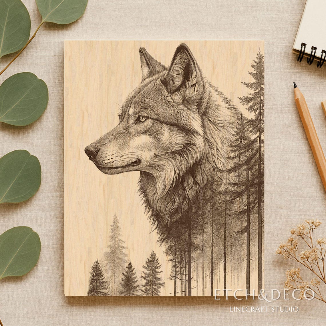 Wolf Forest PNG Laser Engraving File | Digital Laser Cut Design ...