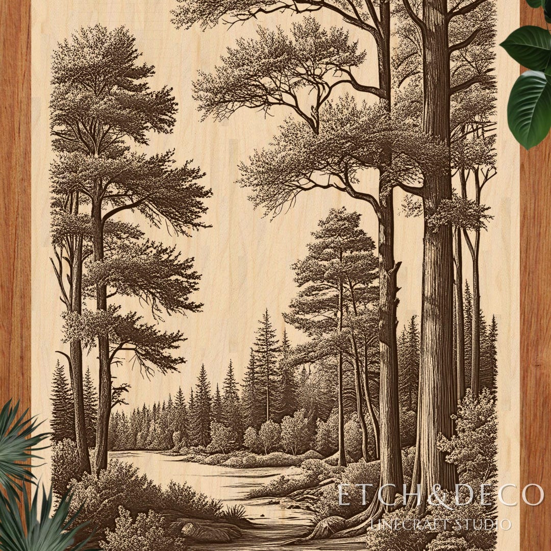 Forest Scene Laser Engraving PNG | Nature Landscape Digital Laser File ...