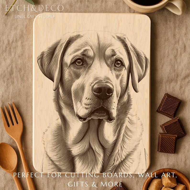 Labrador Retriever PNG for Laser Engraving – Dog Portrait Line Art ...