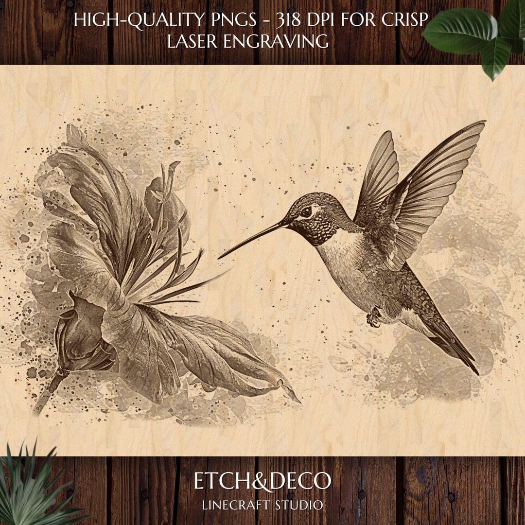 Hummingbird Laser Wildlife Engraving PNG, Rustic Wood Gift Design ...
