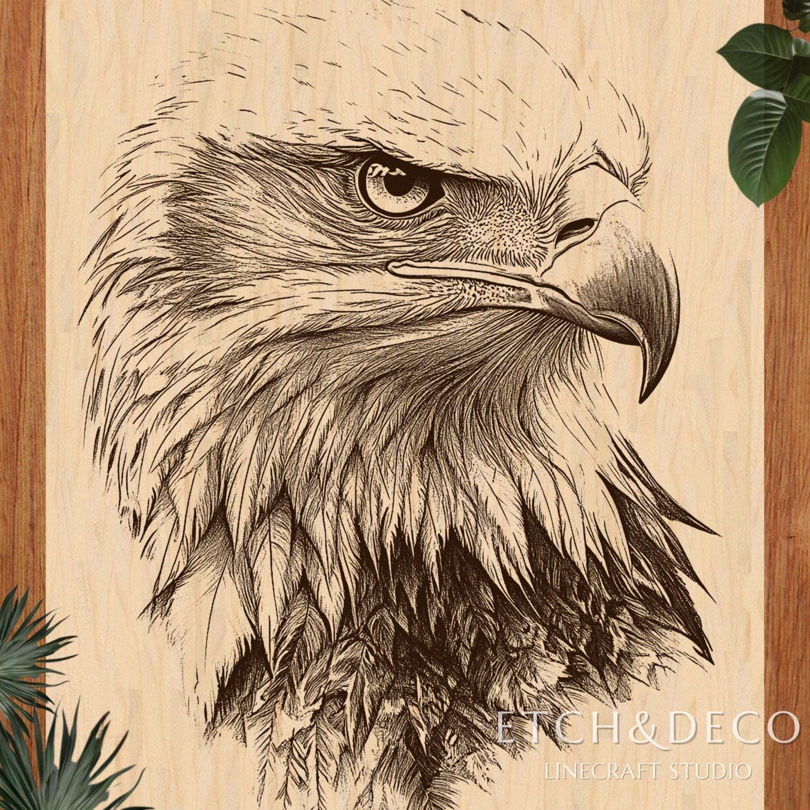 Bald Eagle Laser Burn PNG, Etching Engraving File, Rustic Wood Gift ...