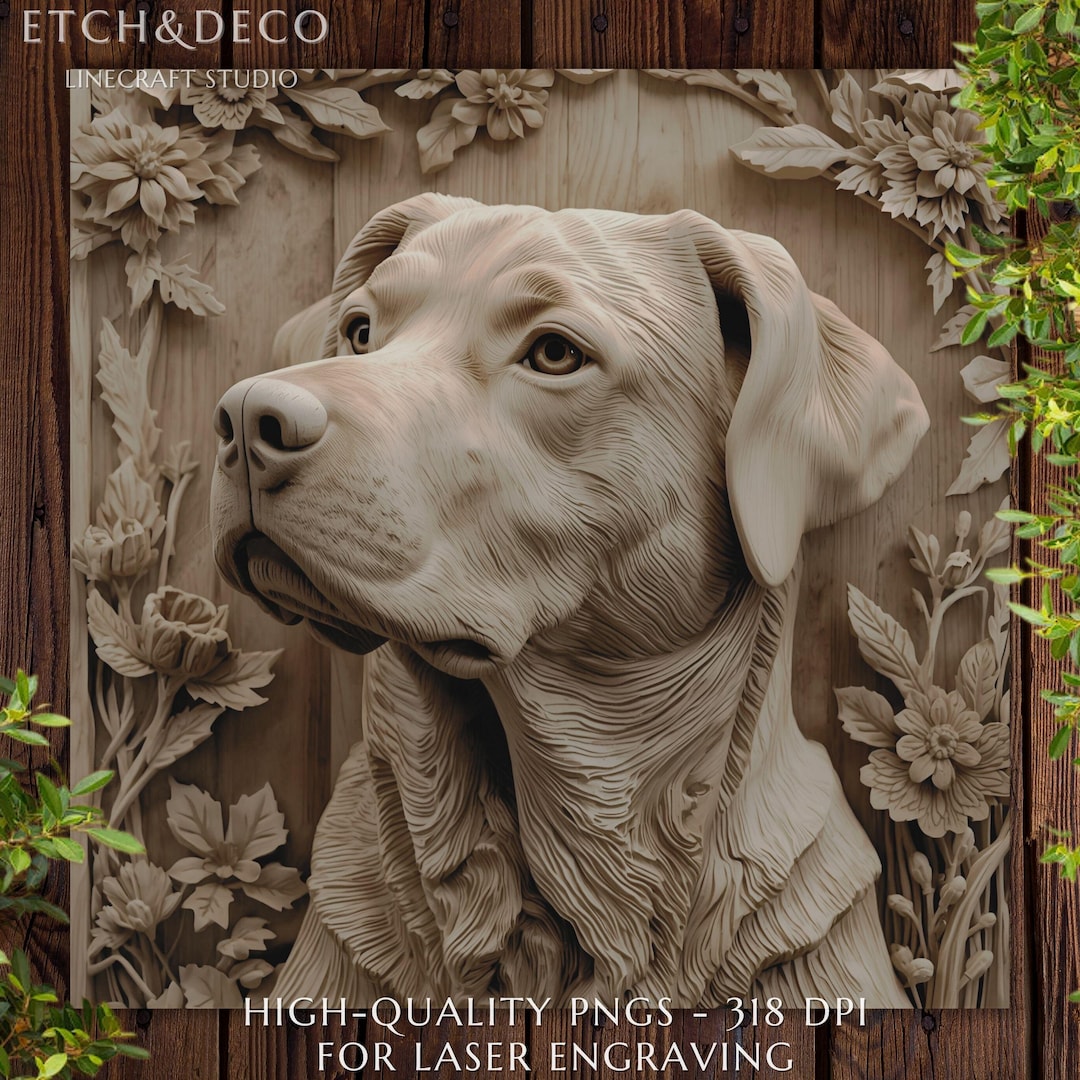 3D Illusion Labrador Retriever Portrait PNG, File for Wood Laser ...