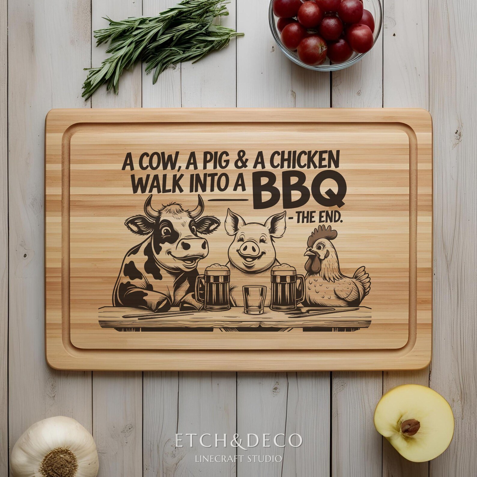 Funny Farm BBQ Scene, Charcuterie Cutting Board PNG, Chopping Board ...