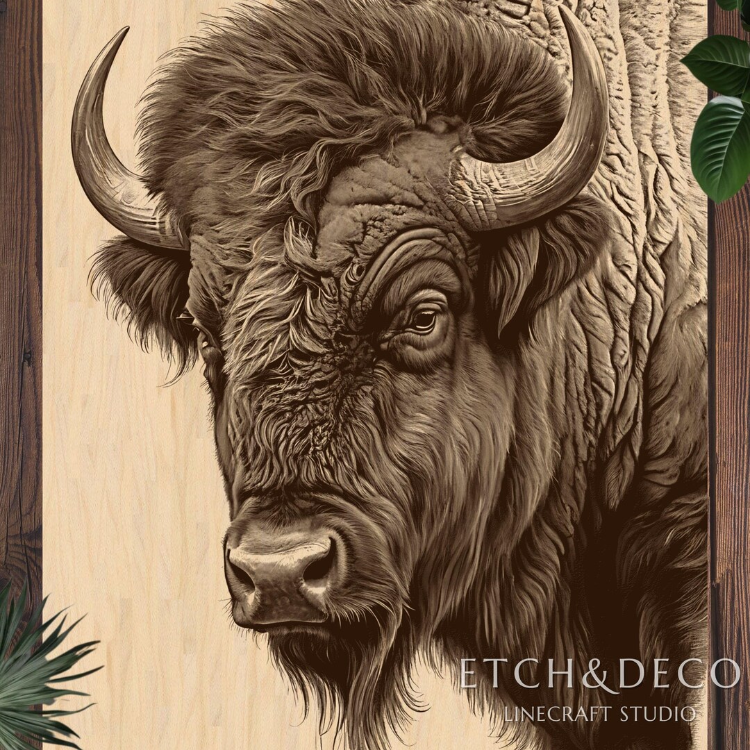 Bison Laser Engraving PNG, Buffalo Laser Burn File for Wood, Digital ...