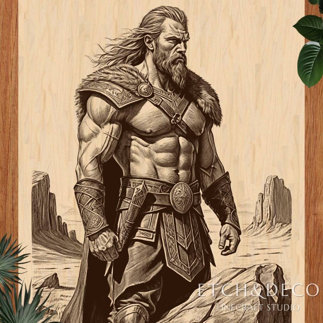 Viking Warrior PNG for Laser Engraving, Norse Wood Burn Design, CNC ...