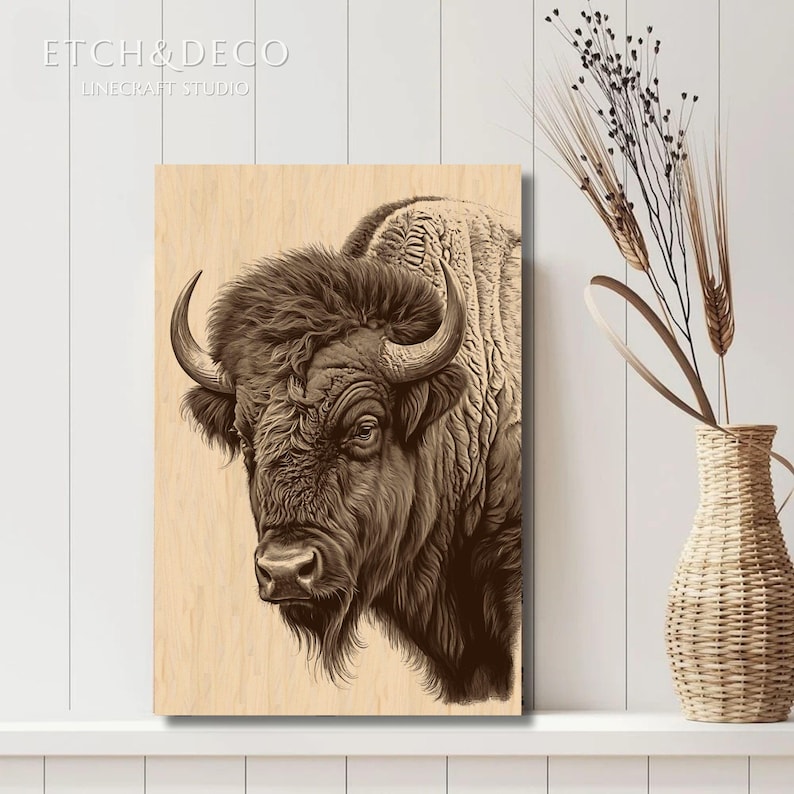 Bison Laser Engraving PNG, Buffalo Laser Burn File for Wood, Digital ...