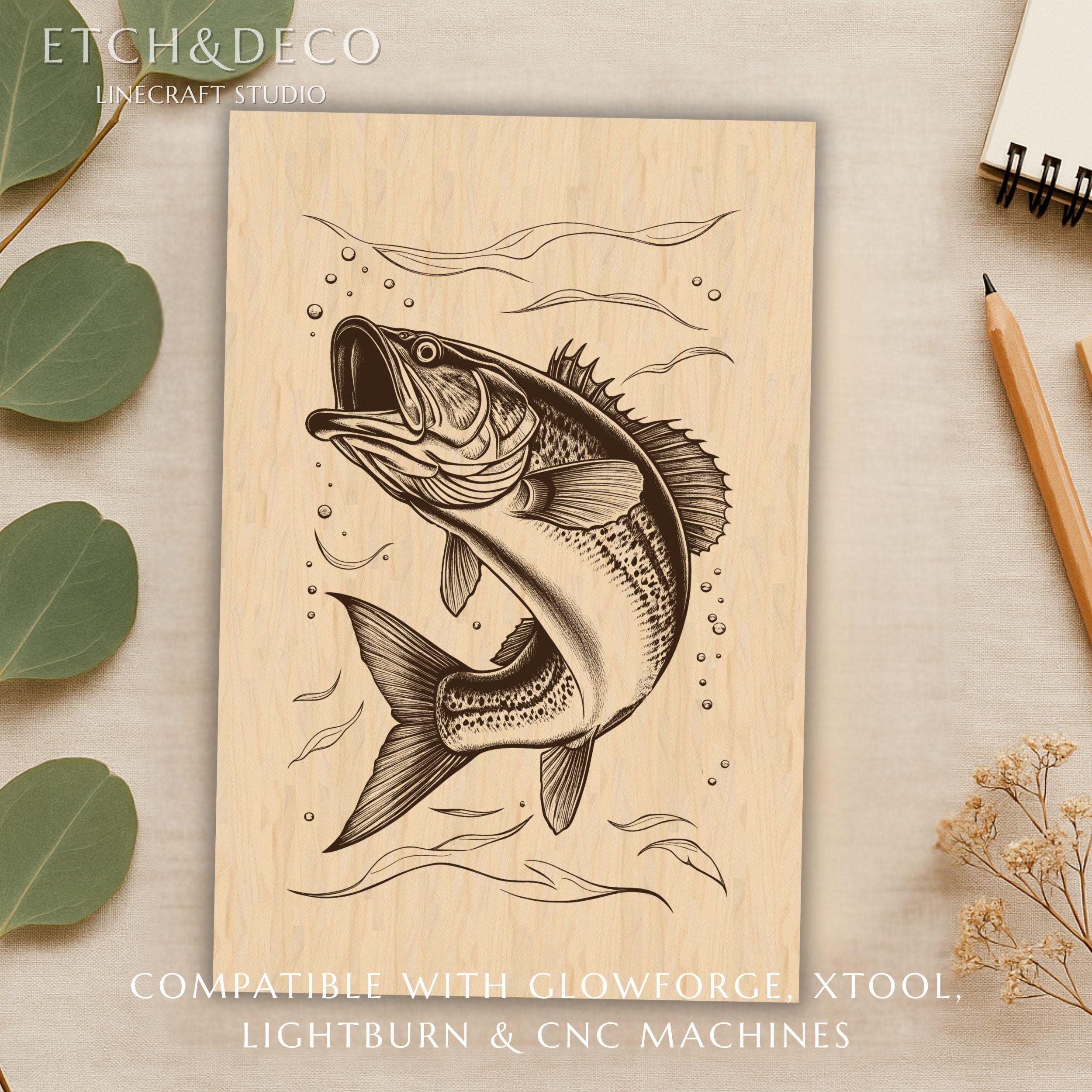 Bass Fish PNG Laser Engraving File, Fishing Gift Wood Laser Burn File ...