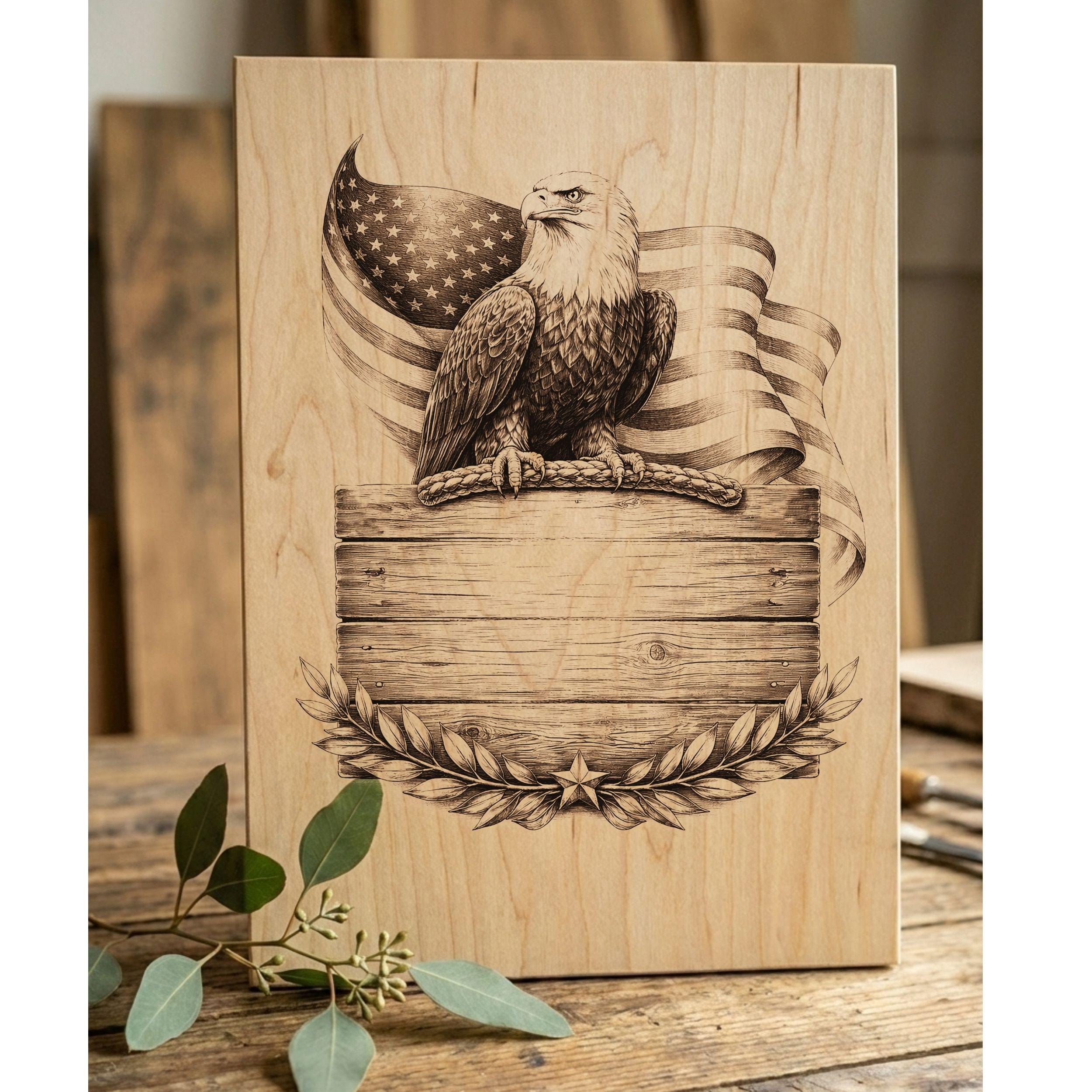 Bald Eagle PNG for Wood Engraving, Patriotic Eagle Laser Burn File, USA ...