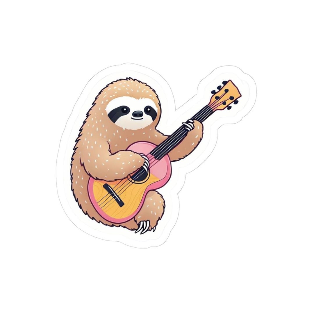 Adorable Sloth Playing Guitar Kiss-cut Stickers - Fun & Quirky Decor ...
