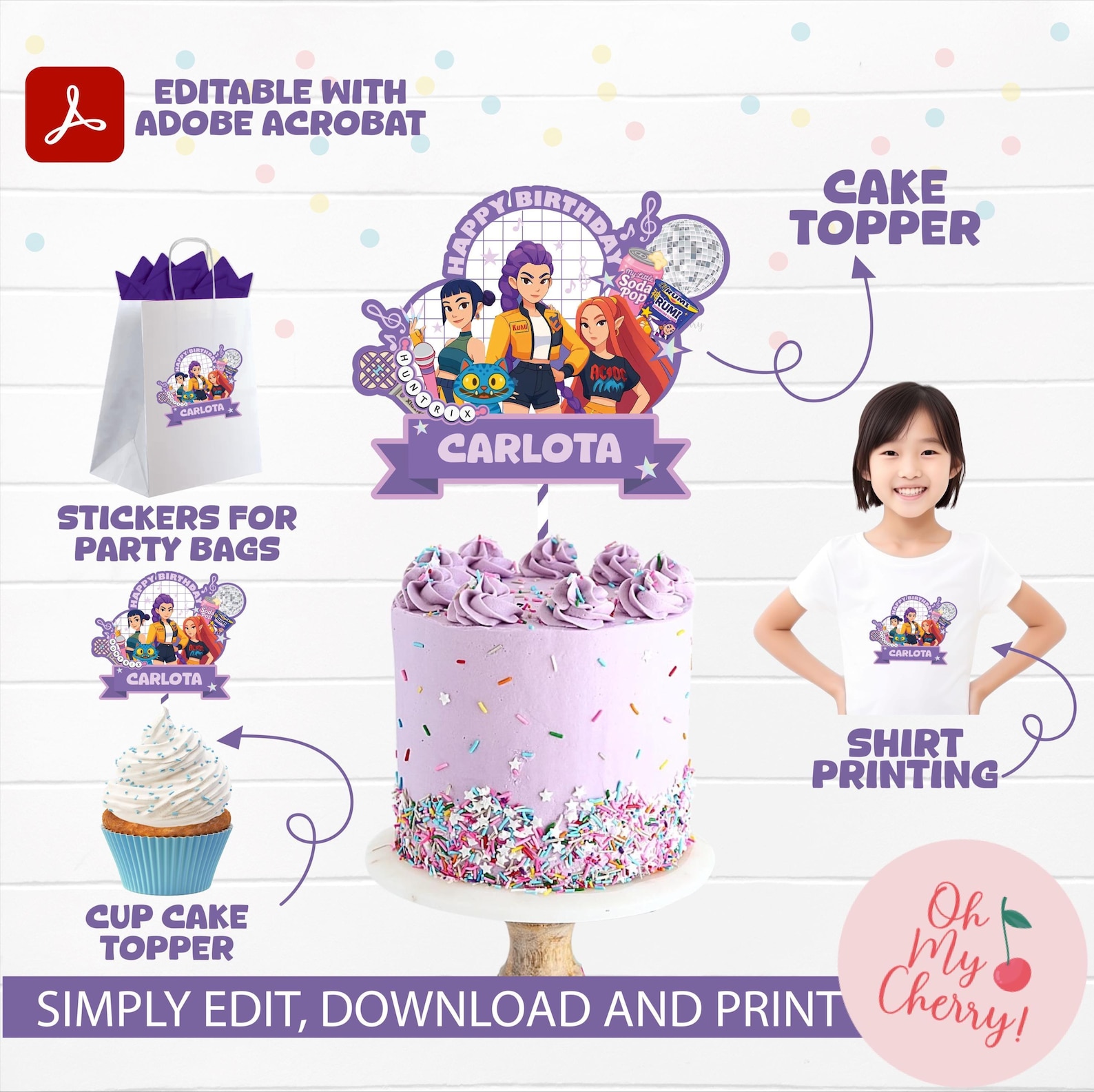 Huntrix Kpop Party Pack • Cake Topper, Cupcake Toppers, Gift Bag Tags ...