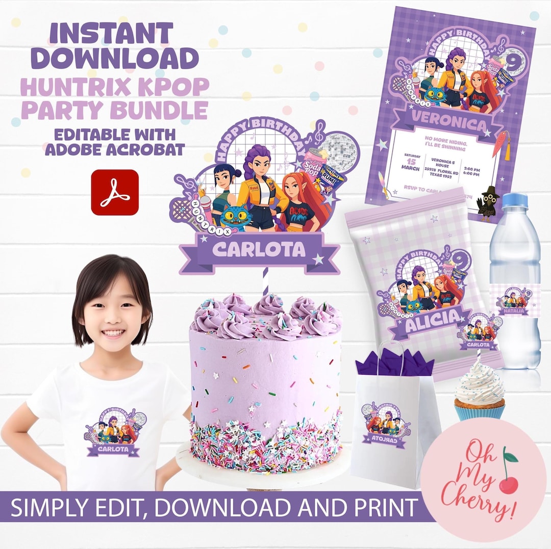 Huntrix Kpop Birthday Party Bundle | Digital Invitation Kit - Etsy