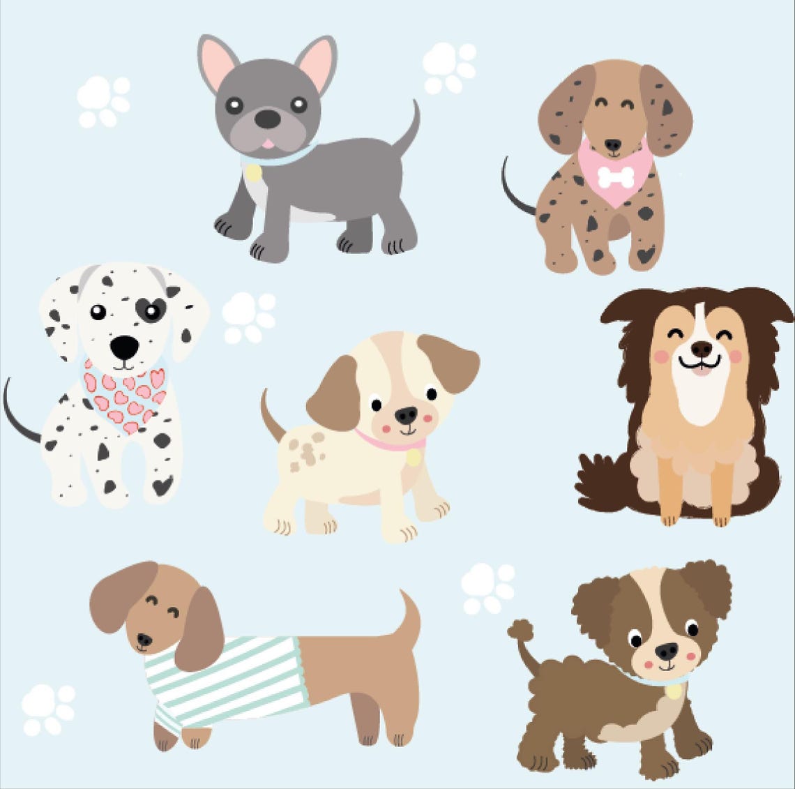 Paw Party Dog Clipart Bundle Cute Birthday Puppies With Hats, Balloons ...