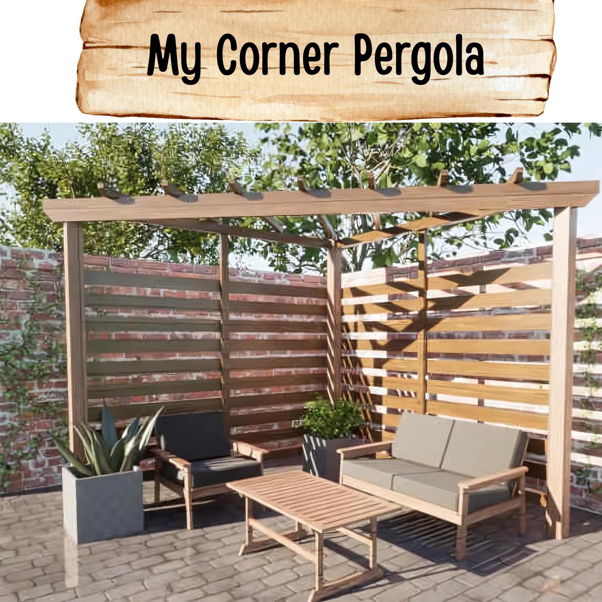 Corner Pergola Plan | DIY Modern L-shaped Pergola | Outdoor Patio Shade ...