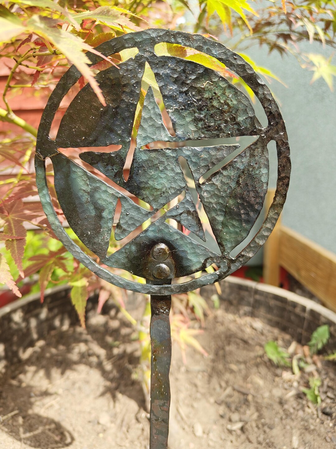 Pentagram Pentacle Alter Piece Hammered Hot Riveted Forged Pagan Wicca ...