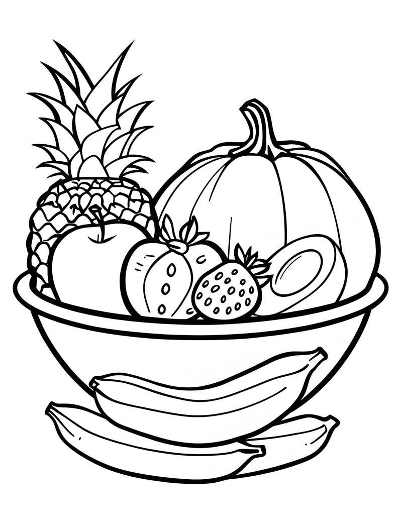 Childrens Colouring Pages (food) - Printable Digital Download - Etsy