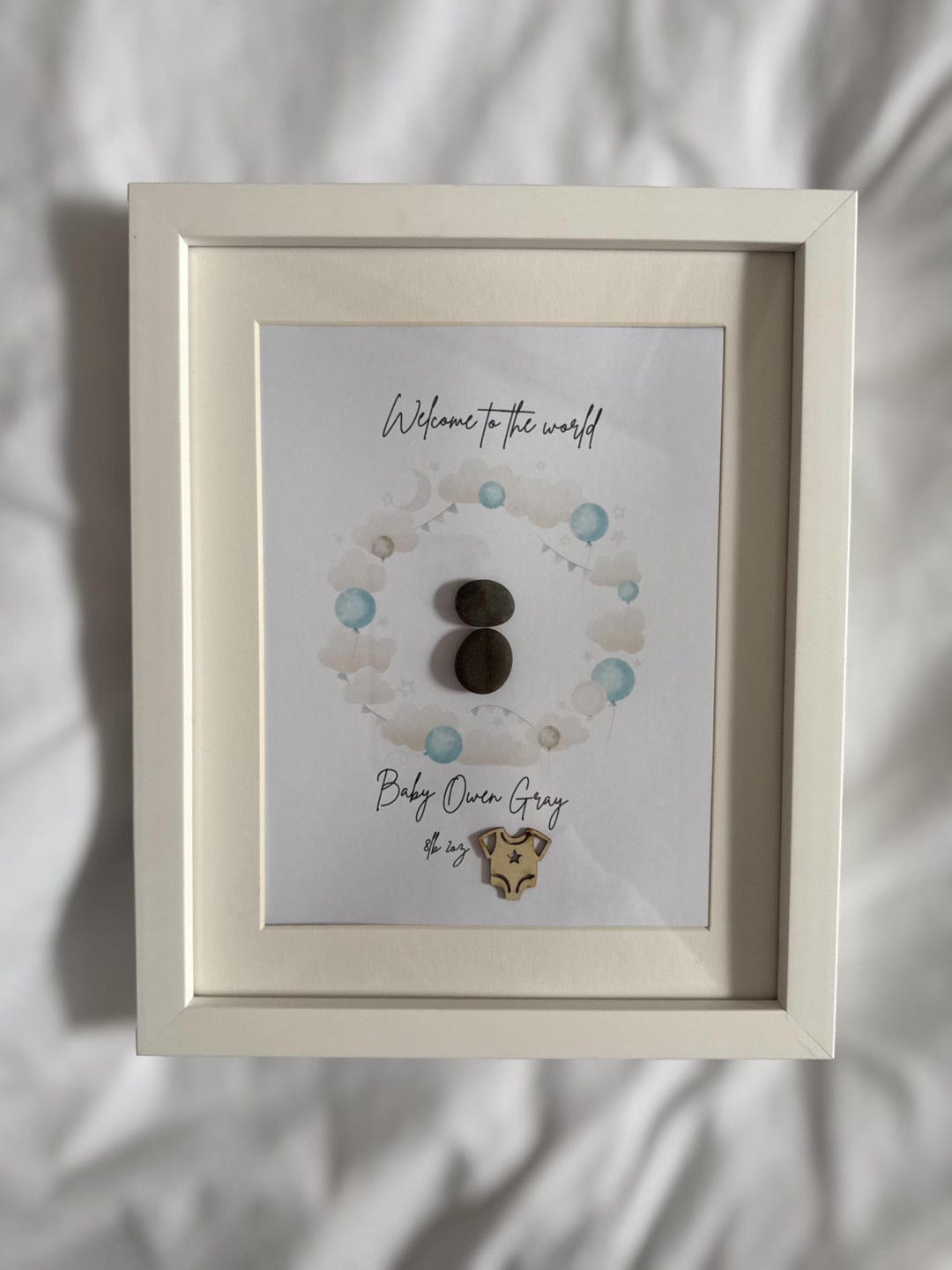 Handmade Pebble Art | Baby Shower Present for Baby Boy | Custom Made ...