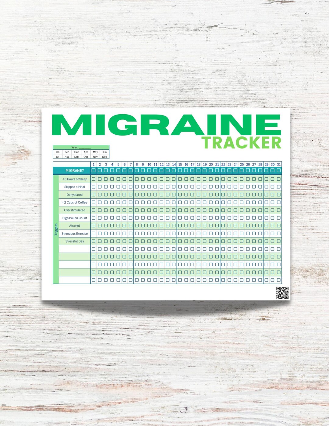 Monthly Migraine Trigger Tracker - Printable Headache Journal (PDF) - Etsy