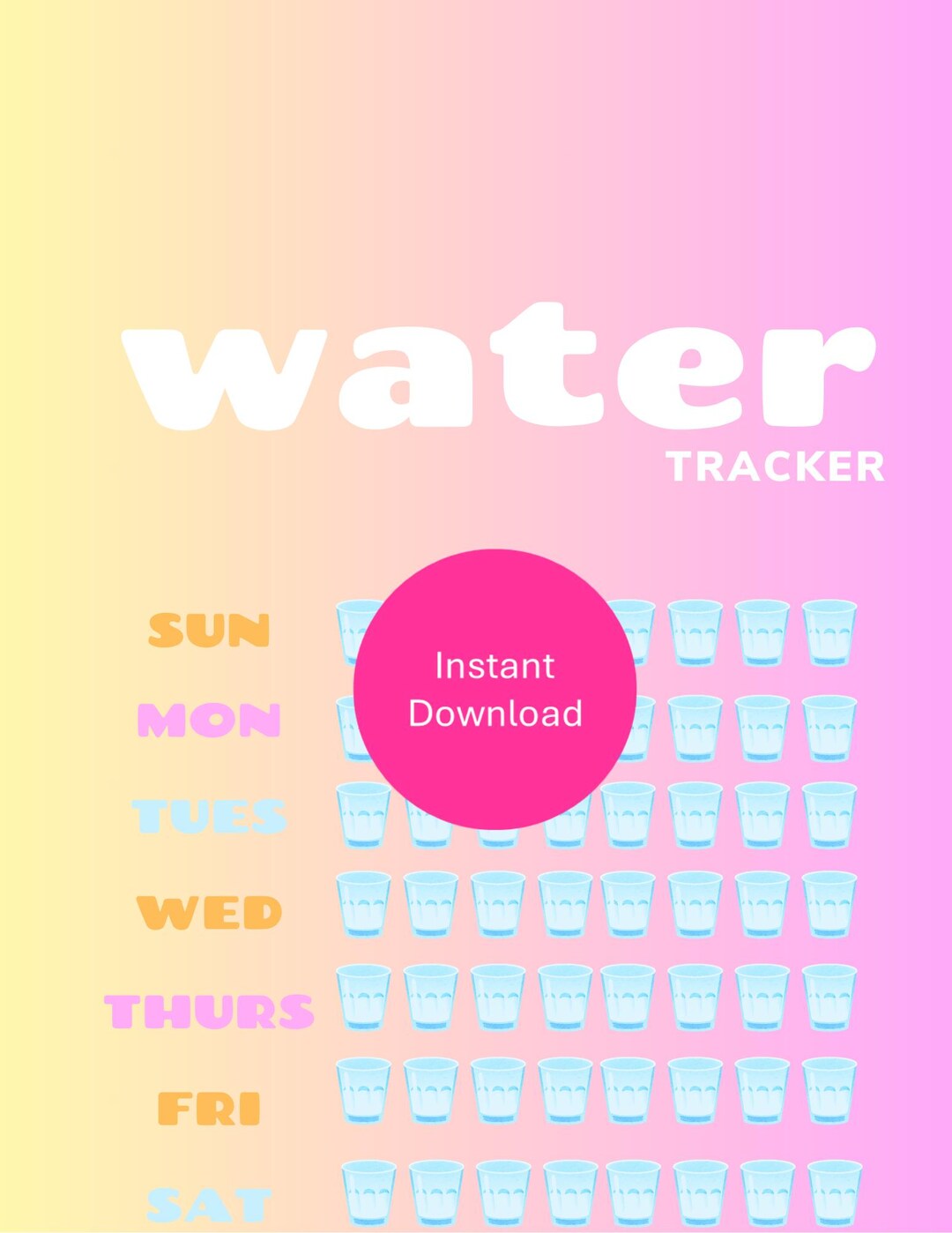 Printable Water Tracker – 4 Colorful Hydration Templates | Weekly Water ...