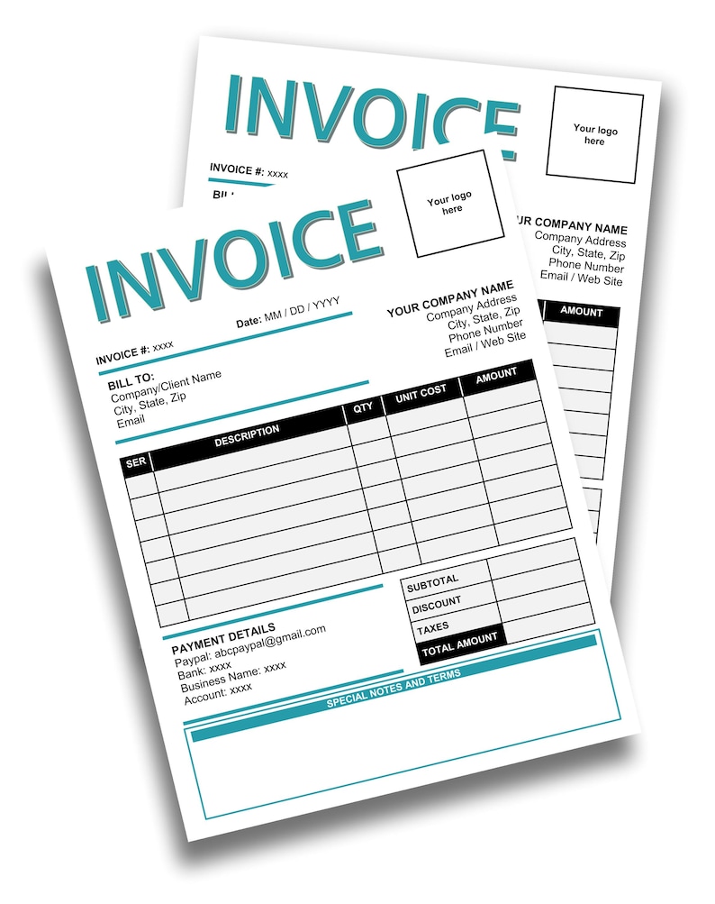 Editable Invoice Template, Professional Business Invoice, Small ...