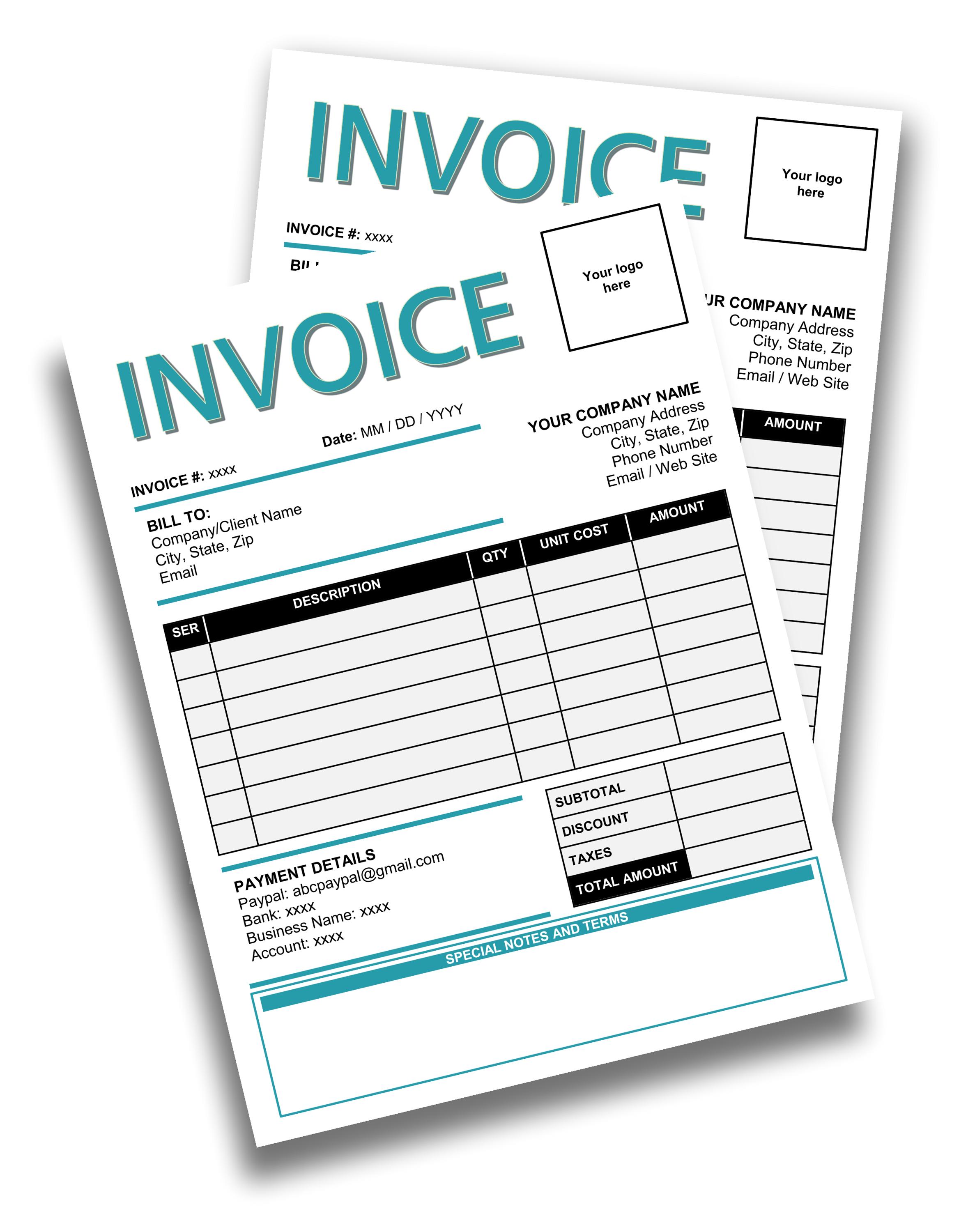 Editable Invoice Template, Professional Business Invoice, Small ...
