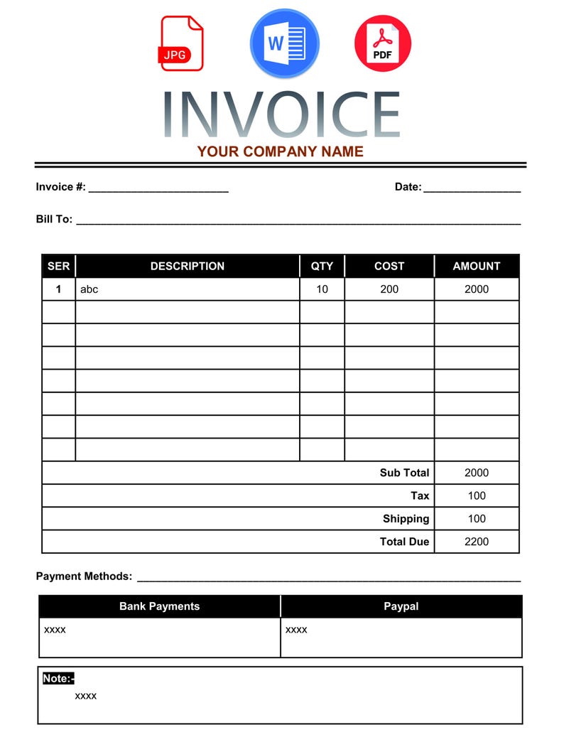 Editable Business Invoice Template: Professional & Customizable (word ...