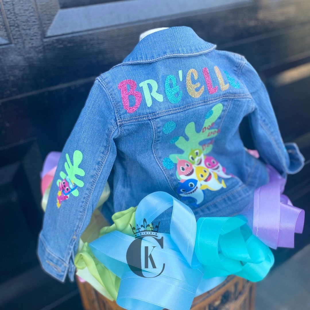 Custom Baby Shark Denim Jacket - Etsy