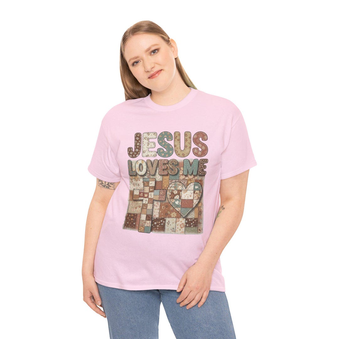 Jesus Loves Me Patchwork Design T-shirt | Christian Faith Tee - Etsy