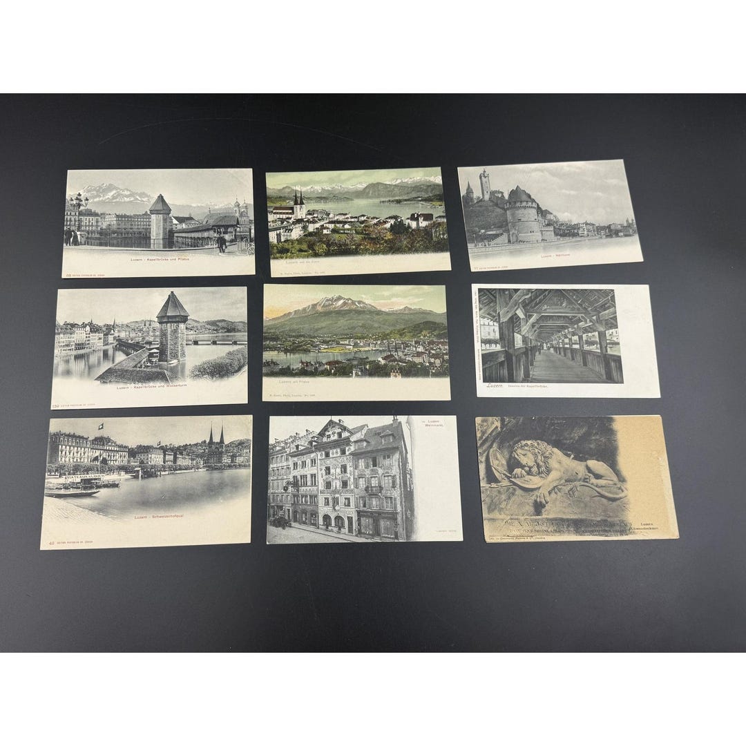 Set of 9 Vintage Swiss Postcards Lucerne & Mount Pilatus Scenic Views C ...